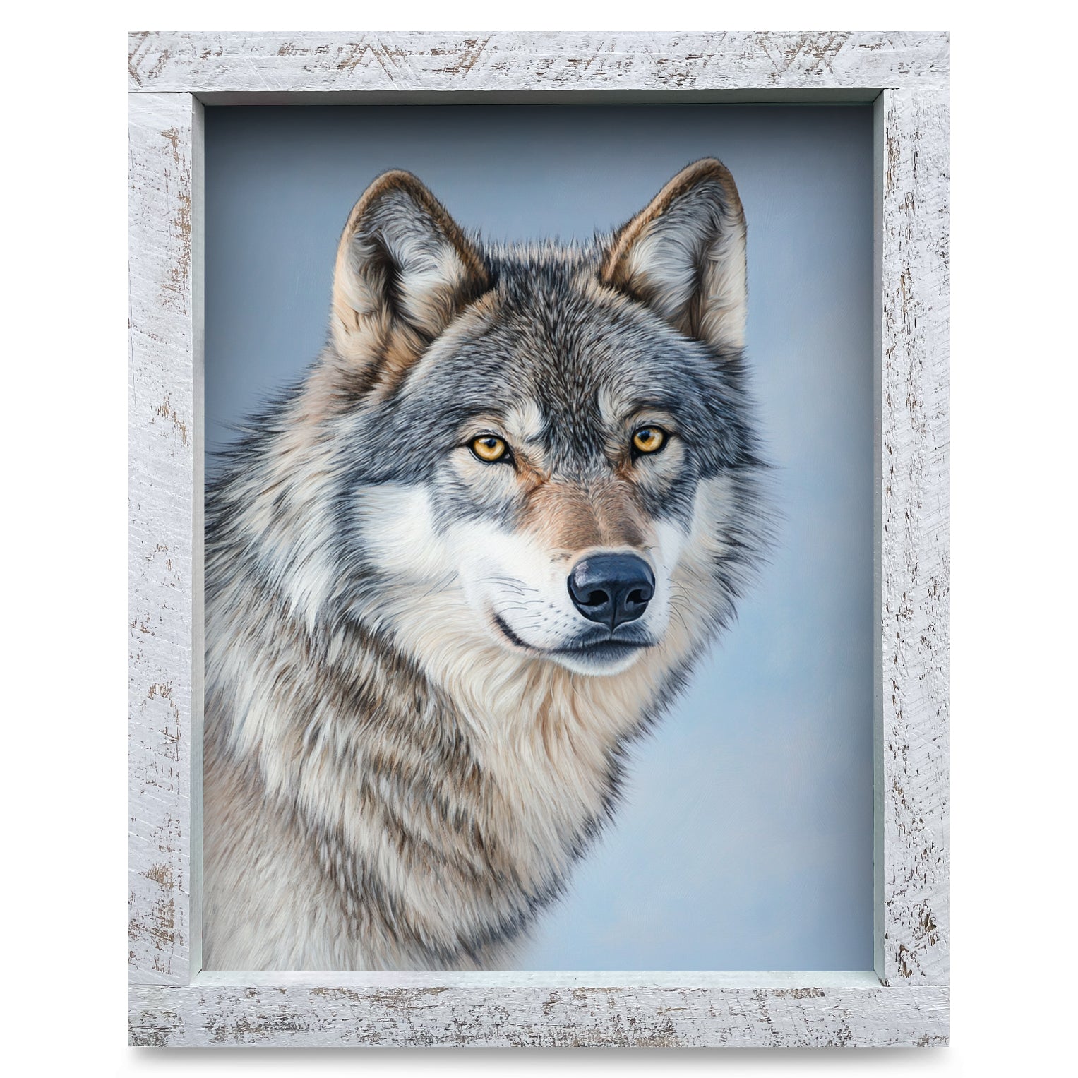 Handsome Wolf | Real Wood Framed Wall Art Print – Mill Wood Art Wholesale