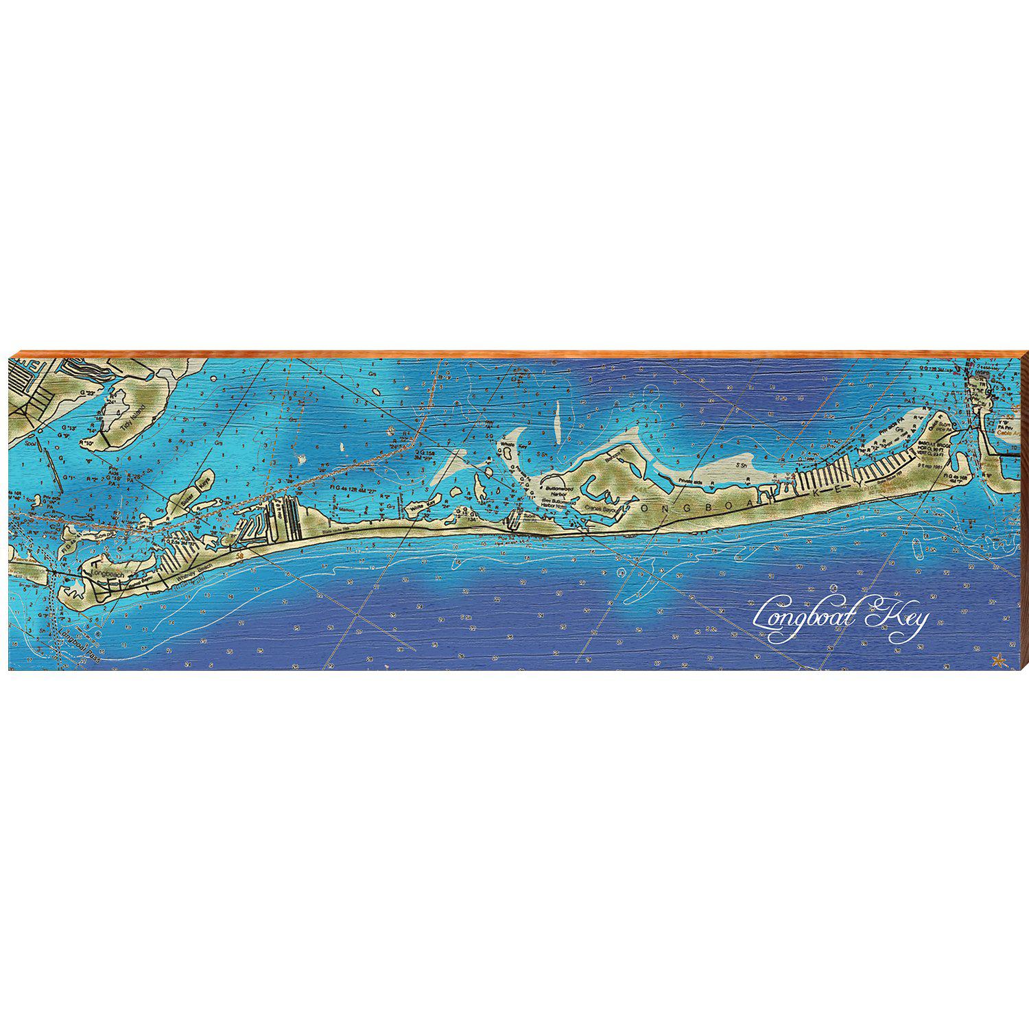Longboat Key Map | Wall Art Print on Real Wood – Mill Wood Art Wholesale