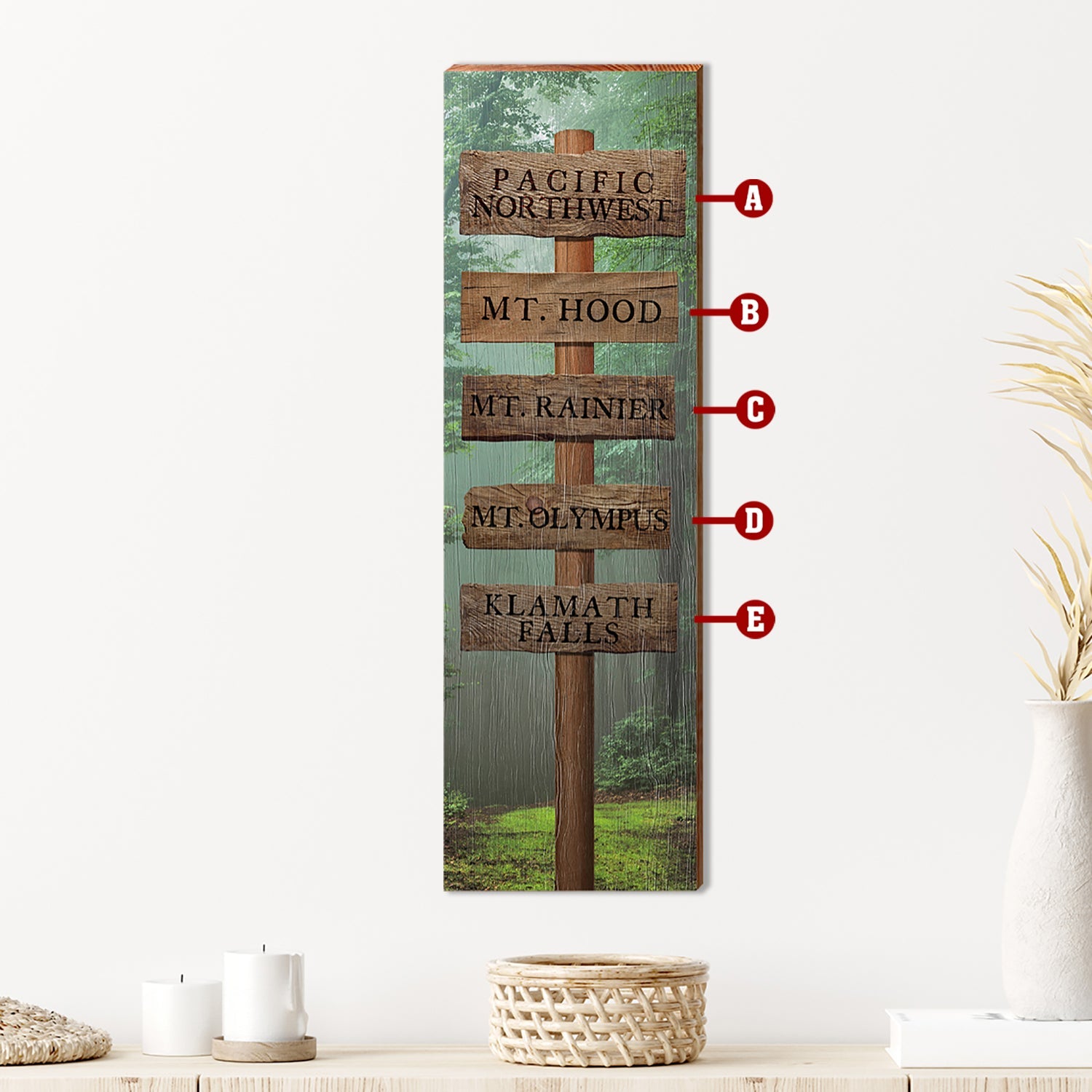 Customizable Pacific Forest Directional Sign | Wall Art Print on Real ...