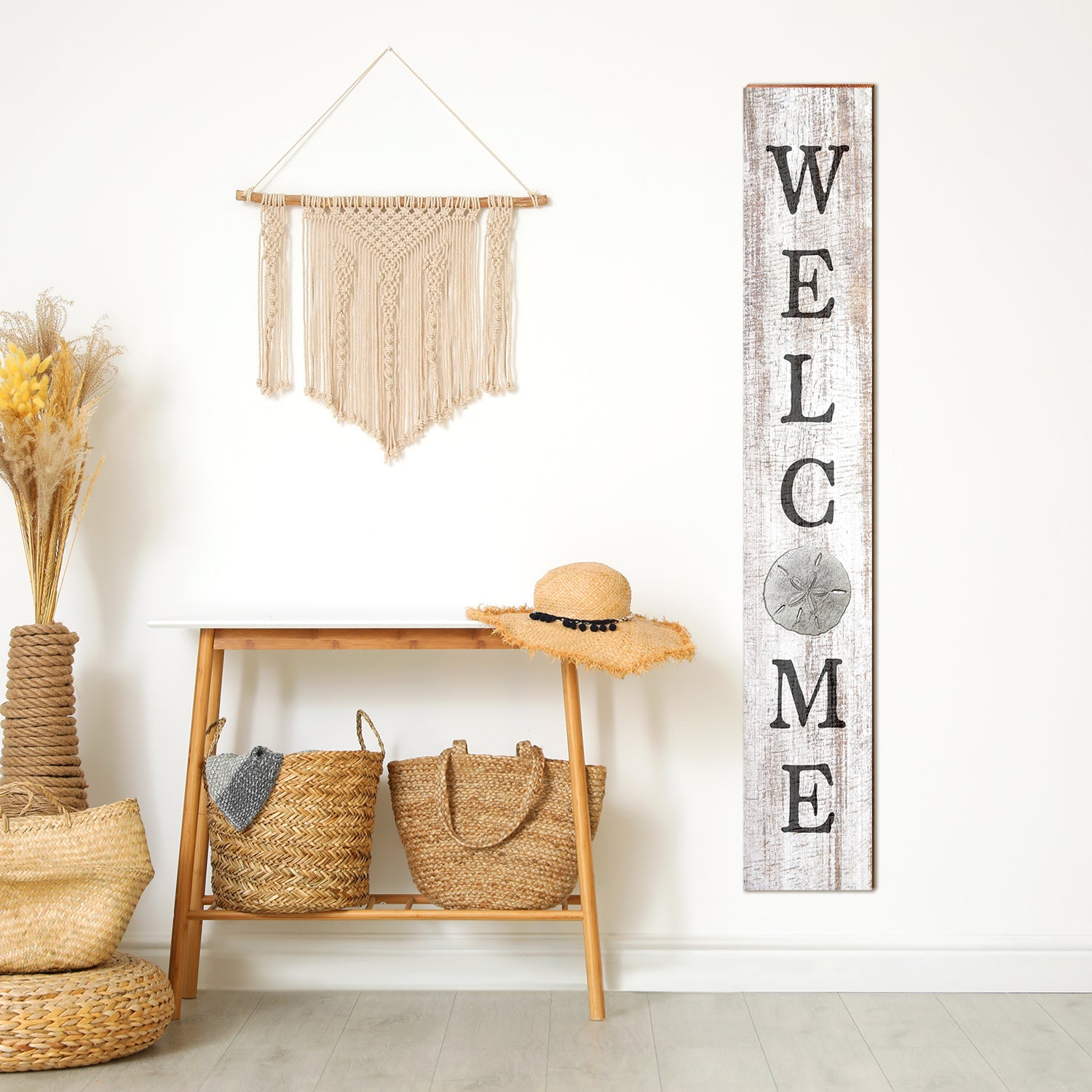 Coastal Sand Dollar Minimal Welcome Sign | Wall Art Print on Real Wood ...