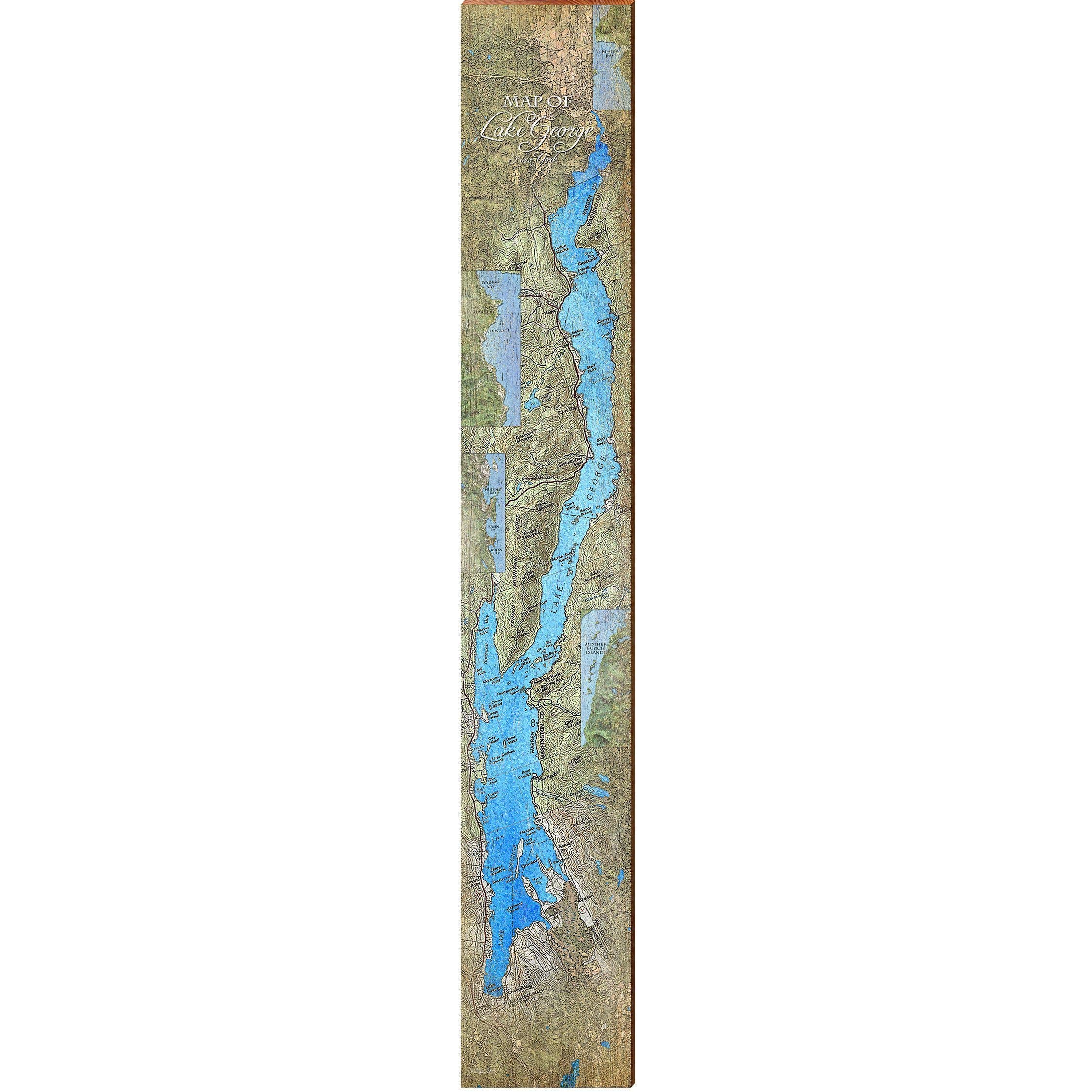 Map of Lake George Home Decor Art Print on Real Wood – Mill Wood Art ...