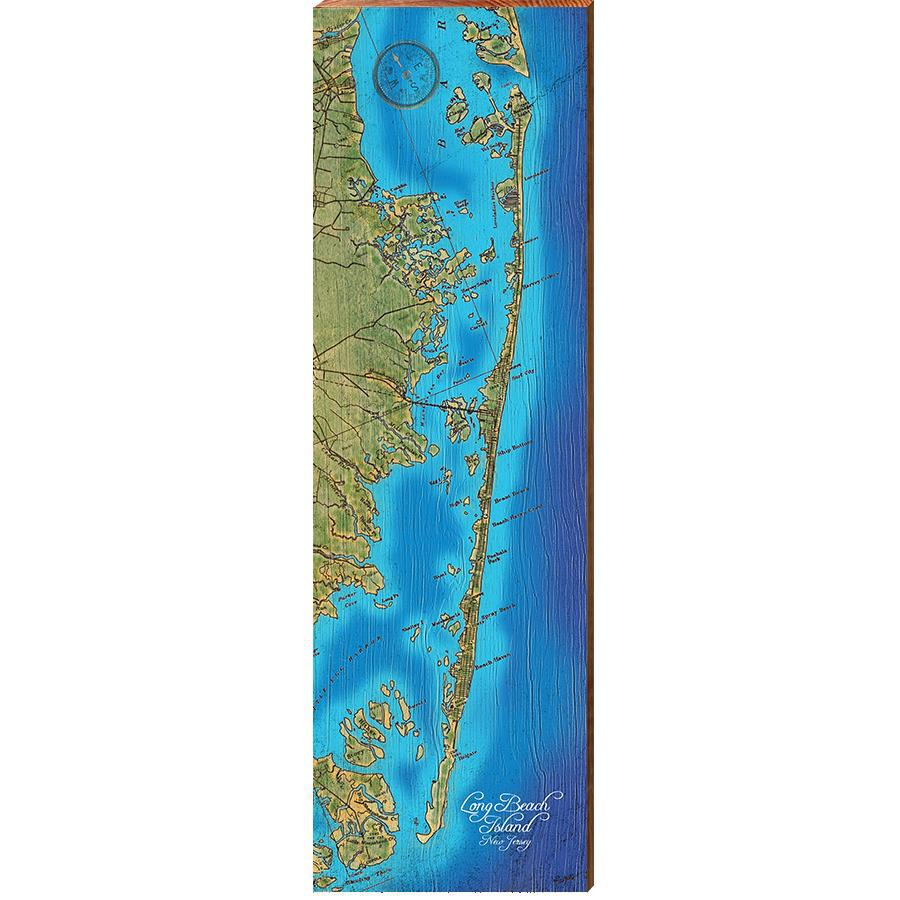 Long Beach Island Map Home Decor Art Print on Real Wood – Mill Wood Art ...